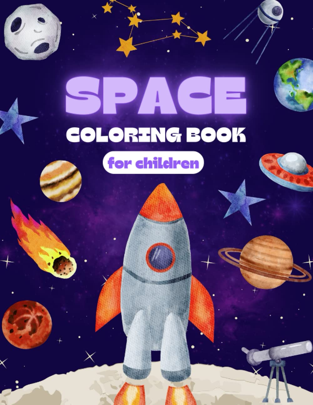 Space Coloring Book for Children: Outer Space and Spaceship Coloring ...