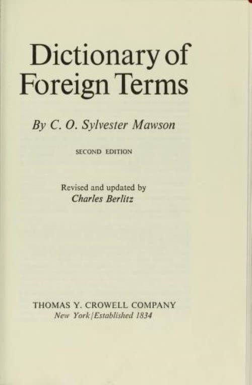 Dictionary of Foreign Terms by C.O. Sylvester Mawson | Goodreads