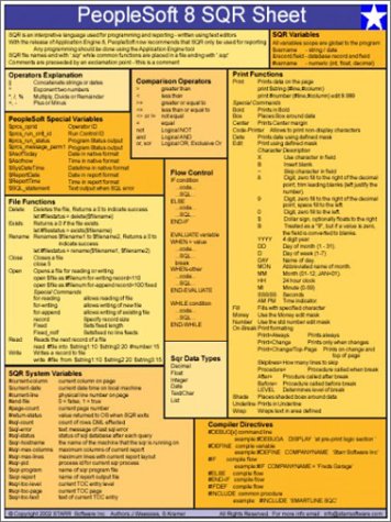 PeopleSoft SQR Cheat Sheet by Joe Weessies | Goodreads