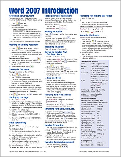 Microsoft Word 2007 Introduction Quick Reference Guide by Beezix Inc ...