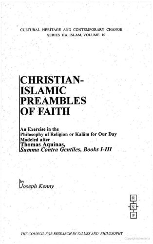 Christian-Islamic Preambles of Faith: An Exercise in the Philosophy of ...