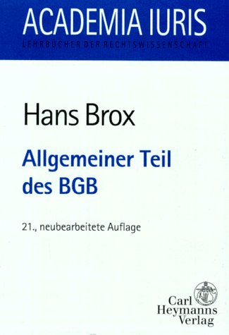 Allgemeiner Teil des BGB by Hans Brox | Goodreads