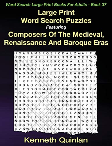 Large Print Word Search Puzzles Featuring Composers Of The Medieval ...
