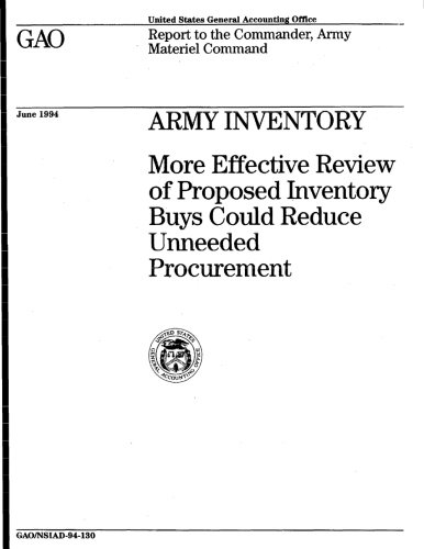 Army Inventory: More Effective Review of Proposed Inventory Buys Could ...
