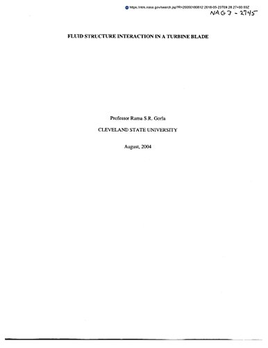 Fluid Structure Interaction In A Turbine Blade By National Aeronautics And Space Administration