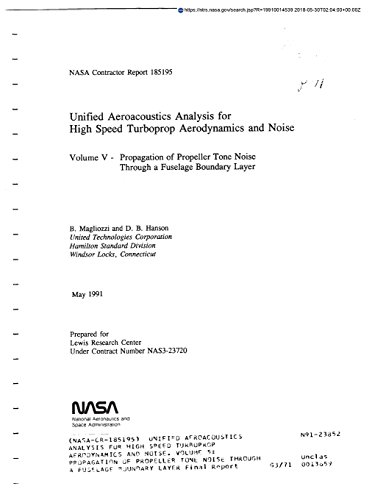 Unified Aeroacoustics Analysis for High Speed Turboprop Aerodynamics and Noise. Volume 5 ...