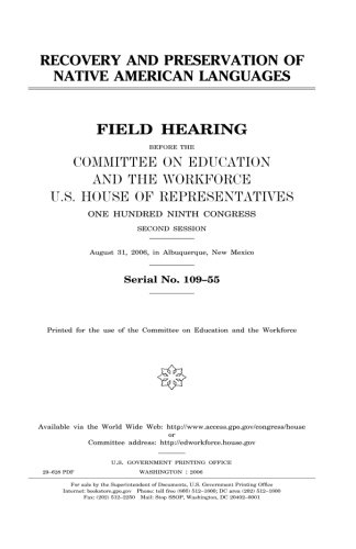 Recovery and Preservation of Native American Languages by U.S. Congress ...