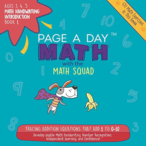 Page a Day Math, Math Handwriting Introduction Book 1: Tracing Addition ...