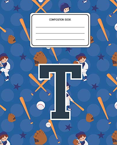 Composition Book T: Baseball Pattern Composition Book Letter T ...
