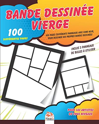 Bande Dessin e Vierge: 100 pages (diff rents panneaux) avec fond noir, pour dessiner vos propres ...