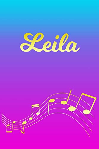 Leila: Sheet Music Note Manuscript Notebook Paper - Pink Blue Gold ...