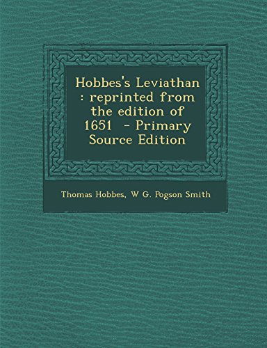 Hobbes's Leviathan: reprinted from the edition of 1651 by Thomas Hobbes ...