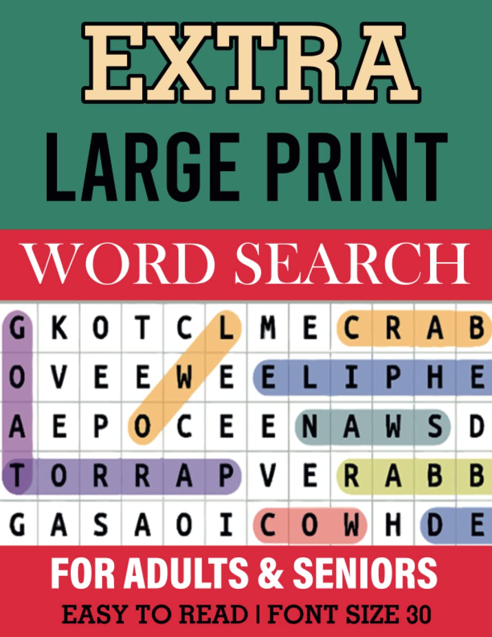 Extra Large Print Word Search Puzzles For Adults: senior 80 themes 1300 ...