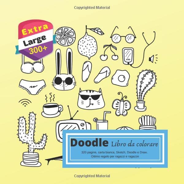 Doodle Libro da colorare: 320 pagine, carta bianca, Sketch, Doodle e ...