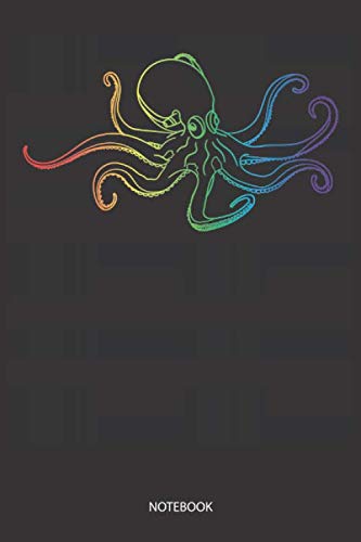 Notebook: Rainbow Colored Octopus - Wide Ruled Summer Beach Octopus ...
