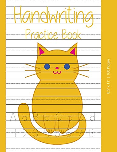 Handwriting Practice Book: Cute Cat Handwriting Practice Paper Notebook ...