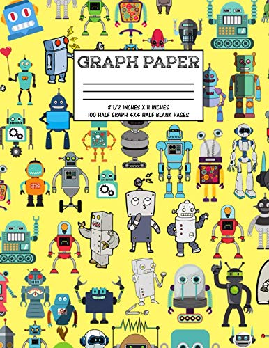 Graph Paper: Notebook Cute Robot Robotic Pattern Yellow Cover Half ...
