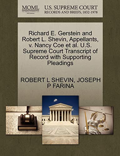 Richard E. Gerstein and Robert L. Shevin, Appellants, v. Nancy Coe et ...