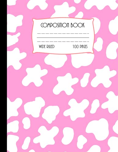 Pink Cow Composition Book Wide Ruled: 100 Pages Lined Paper Notebook ...