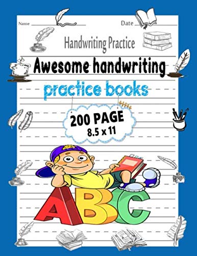 Awesome handwriting practice books: 200 Blank Writing Pages with dotted ...