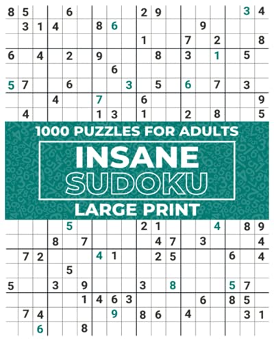 1000 Puzzles for Adults | Insane Sudoku | Large Print by Ruiz Miles ...