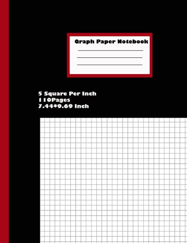 5x5 Graph Paper Notebook: Math Notebook Graph Paper, 5x5 Graphing Grid ...