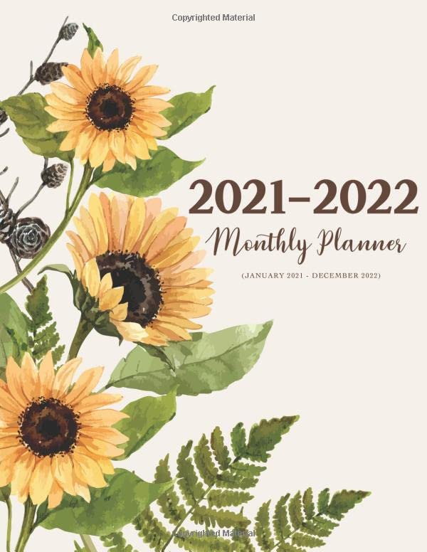 2021-2022 Monthly Planner: Sunflower Watercolor Cover | Monthly ...