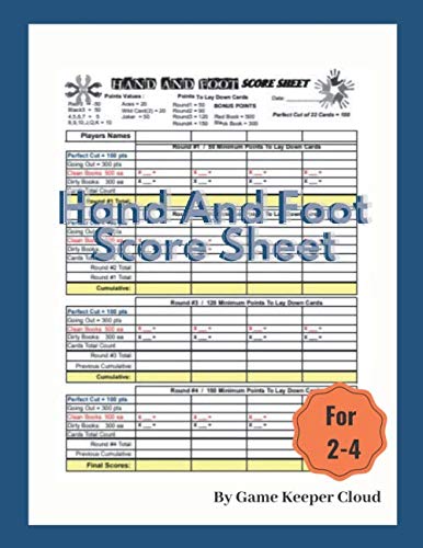 Hand And Foot Score Sheets: Hand and Foot Score Pad For Score keeping ...