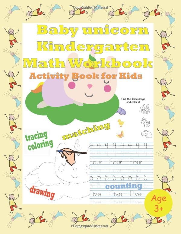 baby unicorn kindergarten math workbook: Activity Book for Kids tracing ...