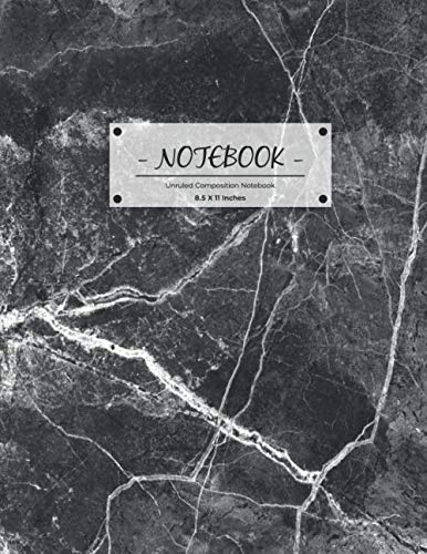 Notebook: Composition Notebook Unlined Journal, Black and White Marble ...
