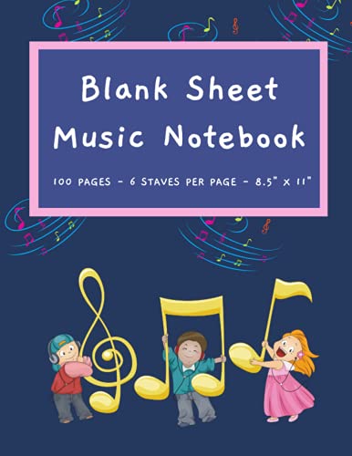 Music Notebook: Blank Sheet Music Notebook, 100 Pages of Wide Staff ...