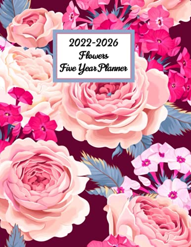 2022-2026-flowers-five-year-planner-purse-size-5-year-monthly-calendar