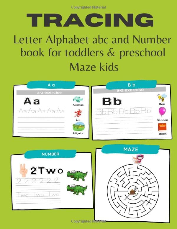 maze kids tracing letter alphabet abc and number book for toddlers ...
