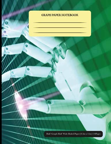 Half Graph Wide Ruled Paper Notebook: Half Grid Wide Ruled Composition ...