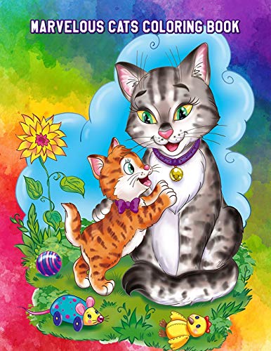 Marvelous Cats Coloring Book: Easy Educational Coloring Pages of Cats ...