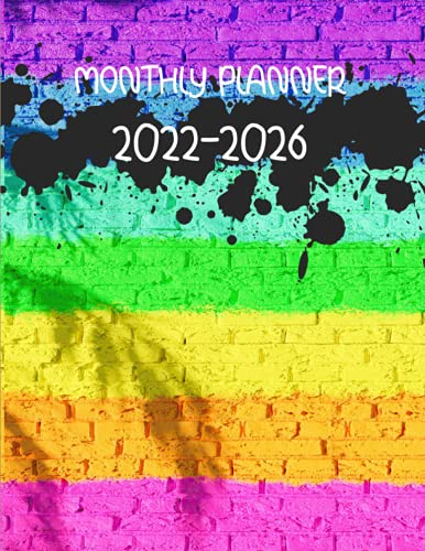 Monthly planner 2022-2026: Rainbow pride pattern. Large 8.5x11" 5 years ...