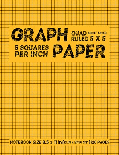 Graph Paper Notebook: 5 squares per inch light lines quad ruled by ...