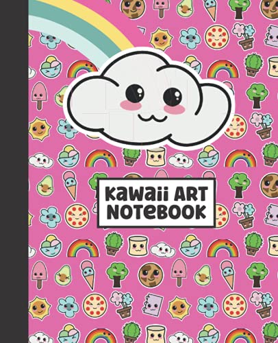 Cute Kawaii Art Notebook with Sketchbook and Wide Ruled Notebook Paper ...