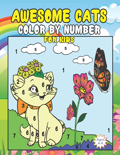 Cute Cats Color by Number for Kids 4-8: Fantasy Cat Painting by Number ...