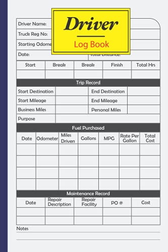 Driver Log Book: Daily Driver Log Book, Truck Driver Shift and Mileage ...