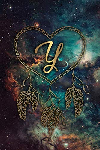 Y: Nifty Deep Space Blank College Ruled Notebook with Golden Monogram ...