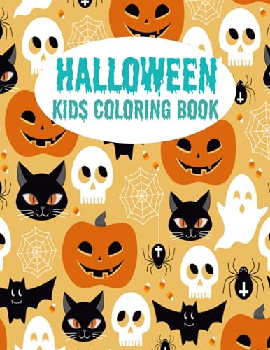 Halloween Kids Coloring Book: Funny halloween ghost, haunted house ...