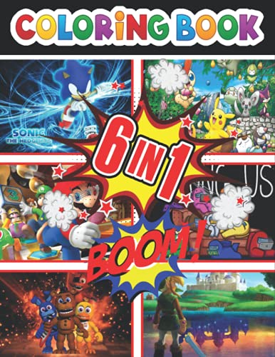 6 in 1 Coloring Book: +50 Great Jumbo Coloring pages : Pokémon /Sóñíc ...