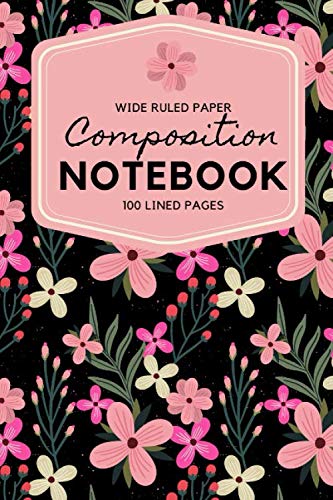 Wide Ruled Paper Composition Book 100 pages Floral Black Pattern by ...