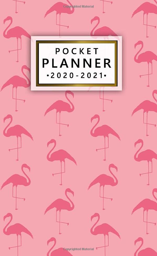 Pocket Planner 2020-2021: Cute Pink Flamingo Silhouette Two Year ...