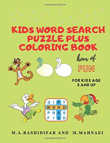 WORD SEARCH PUZZLE PLUS COLORING BOOK FOR KID’S: FOR KIDS AGE 5 and UP ...