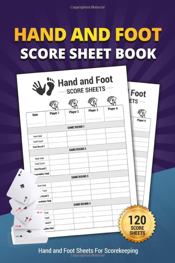 Hand And Foot Score Sheet Book: 120 Large Score Sheets For Scorekeeping ...