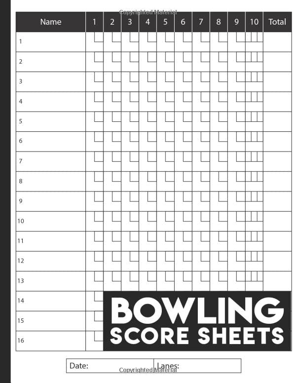 Bowling Score Sheets: 30 Large Score Sheets for Scorekeeping | Bowling ...