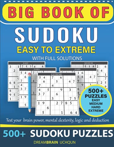 Big book of Sudoku 500+ puzzles with full Solutions – EASY to EXTREME ...