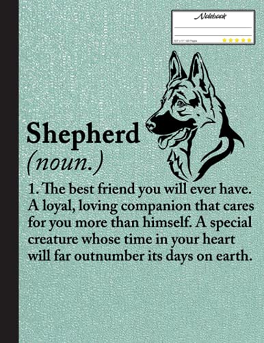Shepherd Definition Notebook: Wide Ruled German Shepherd Puppy ...